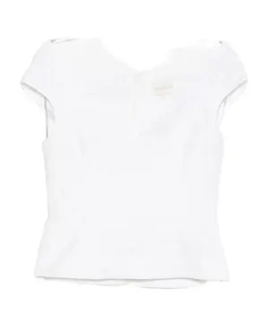 SHUSHU/TONG Off-the-shoulder V-neck Top With Back Zipper - No