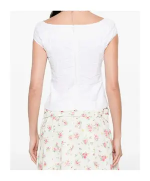 SHUSHU/TONG Off-the-shoulder V-neck Top With Back Zipper - No