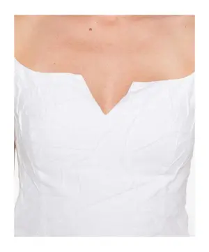 SHUSHU/TONG Off-the-shoulder V-neck Top With Back Zipper - No