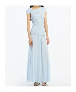 ROTATE BY BIRGER CHRISTENSEN Asymmetric Ruffled Maxi Dress - Light Blue