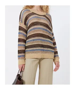 Max Mara Striped Mesh Jumper - Brown