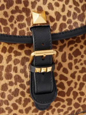 Valentino Garavani Calf Hair Shoulder Bag With Gold Tone Studs