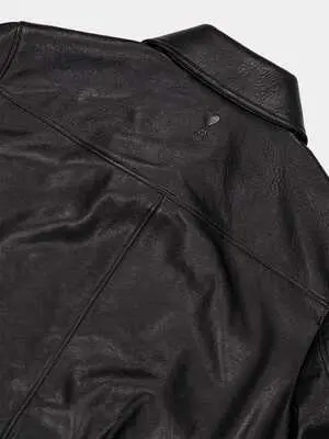 AMI Paris Zipped Leather Bomber Jacket