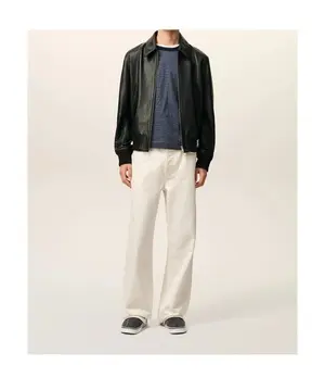 AMI Paris Zipped Leather Bomber Jacket