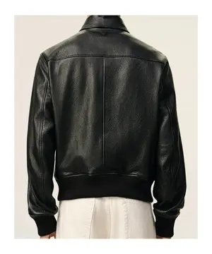 AMI Paris Zipped Leather Bomber Jacket