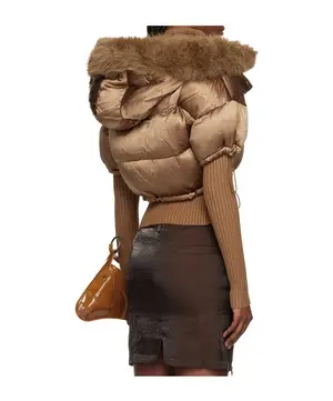 KNWLS Mabel Cropped Padded Jacket With Faux Fur Trim