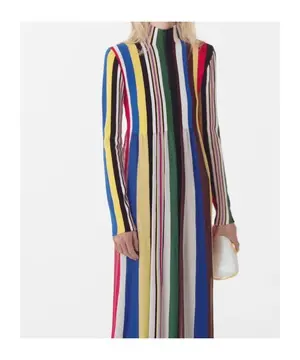 Loewe Striped Long Sleeve Maxi Dress - Red/multicolor
