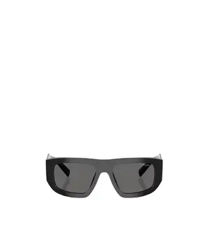 Prada Geometric Frame Sunglasses With Triangle Logo - Gray