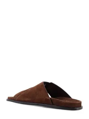 ALOHAS Buckled Slide Flat Sandals - Brown