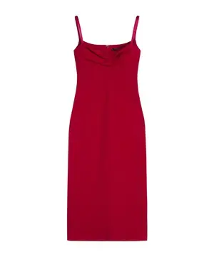 Max Mara Cowl Neck Spaghetti Strap Midi Dress
