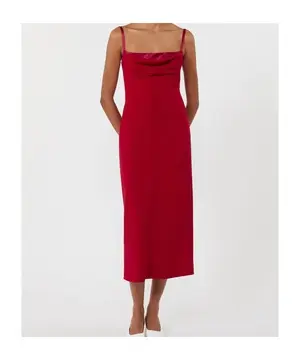 Max Mara Cowl Neck Spaghetti Strap Midi Dress