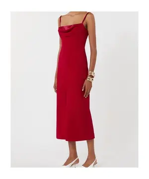 Max Mara Cowl Neck Spaghetti Strap Midi Dress