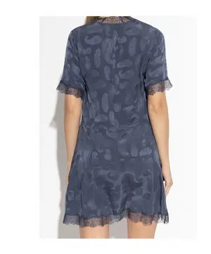 Zadig&Voltaire Paisley Pattern V-neck Short Sleeve Lace Trim Dress
