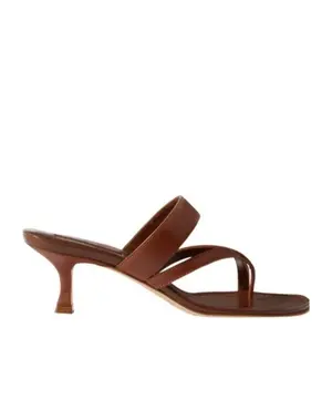 Manolo Blahnik Leather Toe Clip Sandals