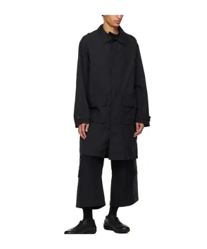 Y3 Long-sleeve Collared Coat With Flap Pockets