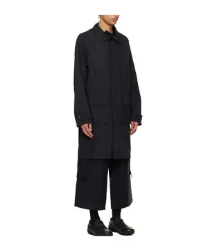 Y3 Long-sleeve Collared Coat With Flap Pockets