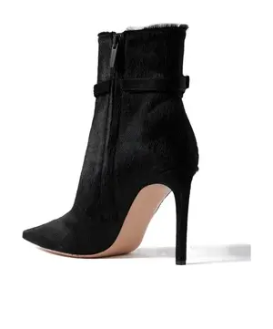 GIANVITO ROSSI Buckled Calf Hair Ankle Boots