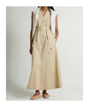 Woolrich Sleeveless Belted Shirt Dress - White Pepper