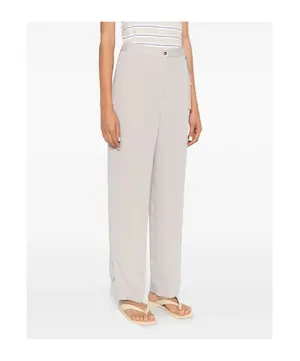 Herno Grosgrain-detail Slit-hem Trousers - Light Grey