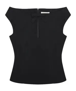SHUSHU/TONG Sleeveless Top With Bow Detail - Black