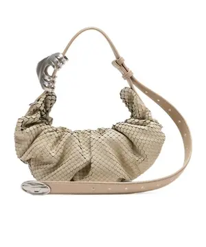 DIESEL® Grab D Small Textured Shoulder Bag - Beige