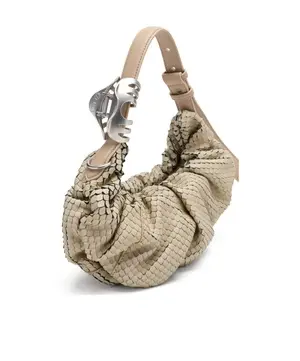 DIESEL® Grab D Small Textured Shoulder Bag - Beige