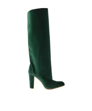 Manolo Blahnik Garder 45 Velvet Knee Boots - Black