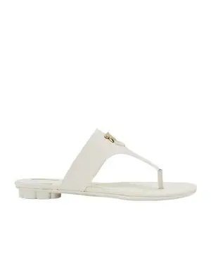 FERRAGAMO Logo Leather Sandals - White
