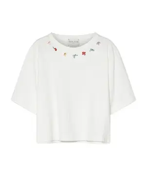 FORTE_FORTE Flower-detail T-shirt - Crystal