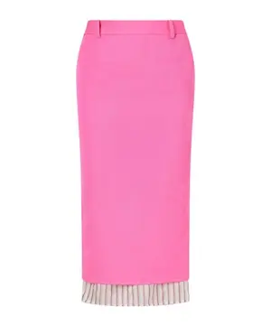 Attico Layered Striped Wool-twill Midi Skirt