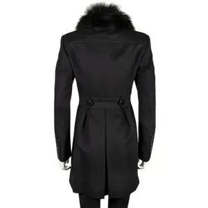 Burberry Double Breasted Overcoat With Fur Collar