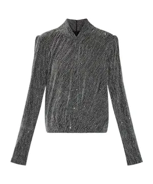 IRO PARIS Long Sleeve High Collar Top