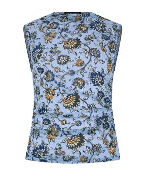 Veronica Beard Sleeveless Floral Ruched Top