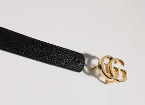 Gucci Reversible Gg Marmont Thin Belt - Black