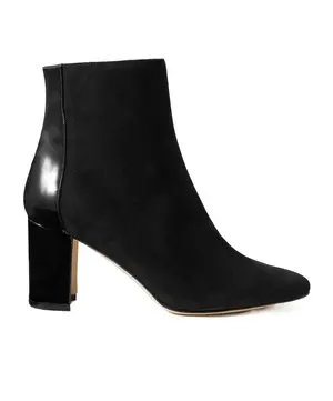 Manolo Blahnik Suede And Patent Leather Ankle Boots