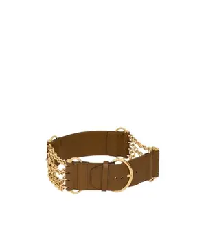 Chloé Chain Detail Leather Belt - Deep Khaki