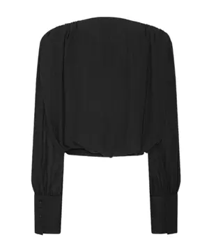 ROTATE BY BIRGER CHRISTENSEN Draped V-neck Knitted Top - Black