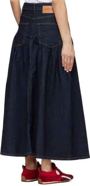 GANNI High-waist Denim Maxi Skirt With Belt Loops And Multiple Pockets