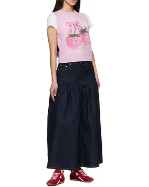 GANNI High-waist Denim Maxi Skirt With Belt Loops And Multiple Pockets