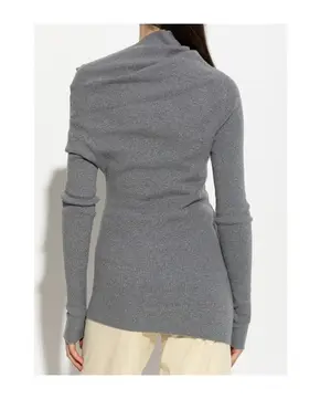 LISA YANG Ribbed Draped Knit Top
