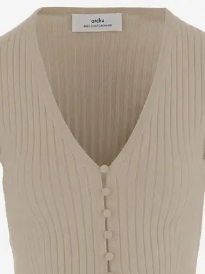 Arch4 Ribbed V-neck Knitted Sweater