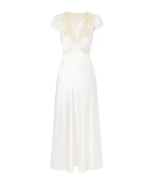 DÔEN Silk-satin Midi Dress With Lace Trim