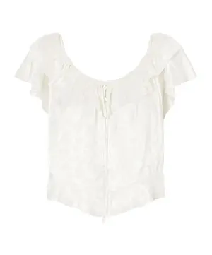 DÔEN Ruffled Satin-jacquard Blouse - White