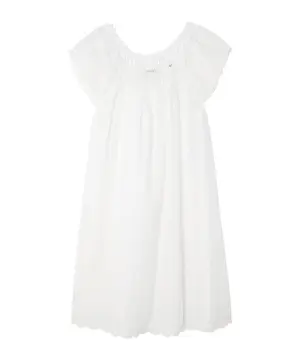 DÔEN Organic Cotton Voile Mini Dress With Lace Trim - No