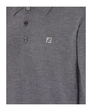 Fendi Long-sleeve Polo Shirt - Grey