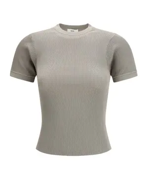 RIER Short-sleeved Ribbed T-shirt - Gray