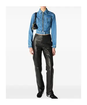 MARINE SERRE Cropped Moon-pattern Denim Jacket