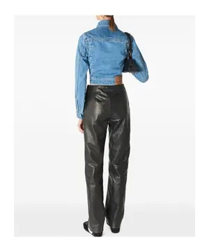 MARINE SERRE Cropped Moon-pattern Denim Jacket