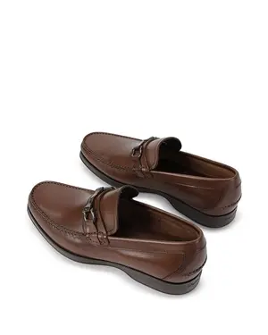 FERRAGAMO Buckled Almond Toe Loafers - Red