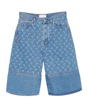 MARINE SERRE Moon Print Bermuda Shorts - Blue